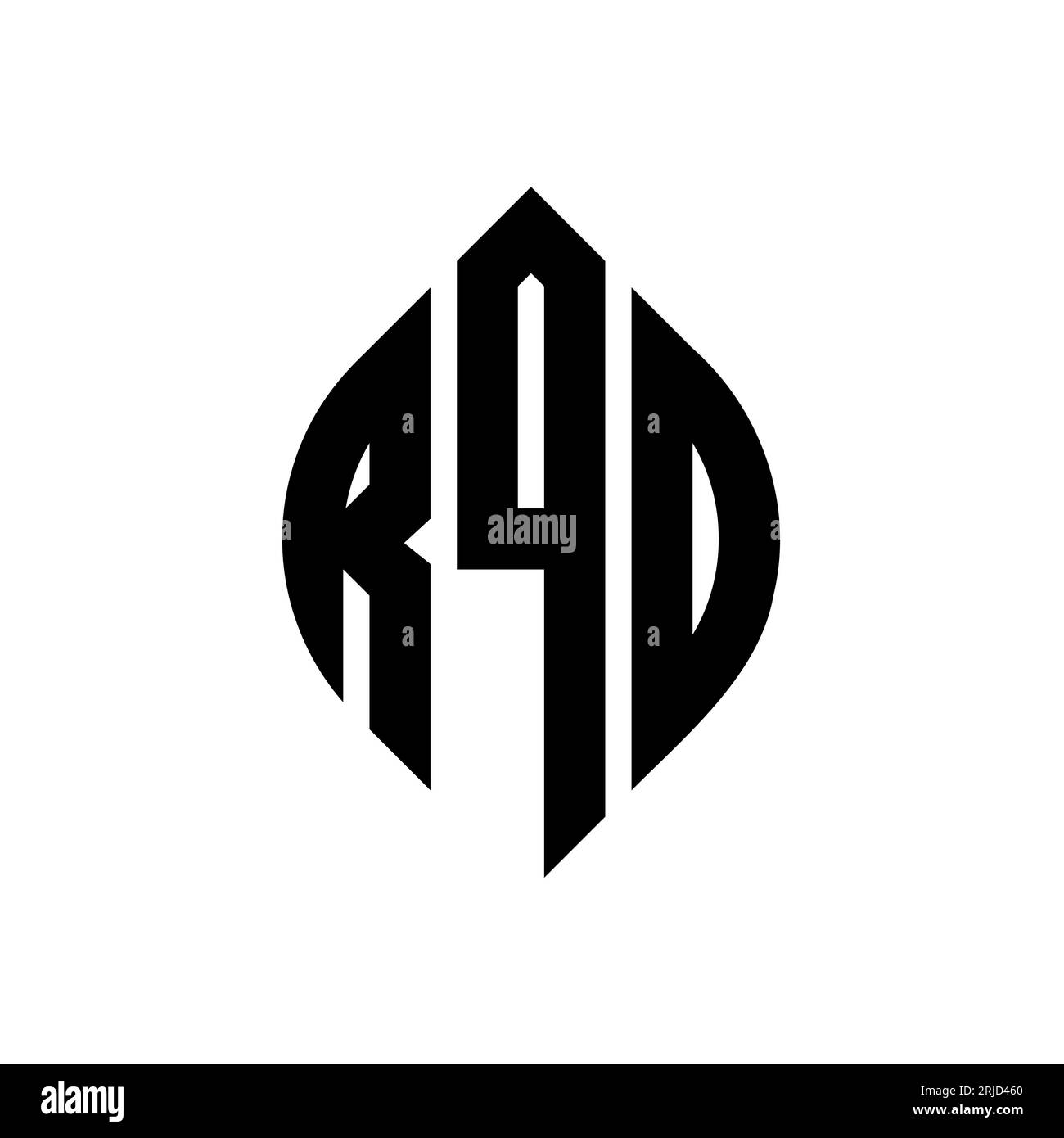 RQD circle letter logo design with circle and ellipse shape. RQD ...