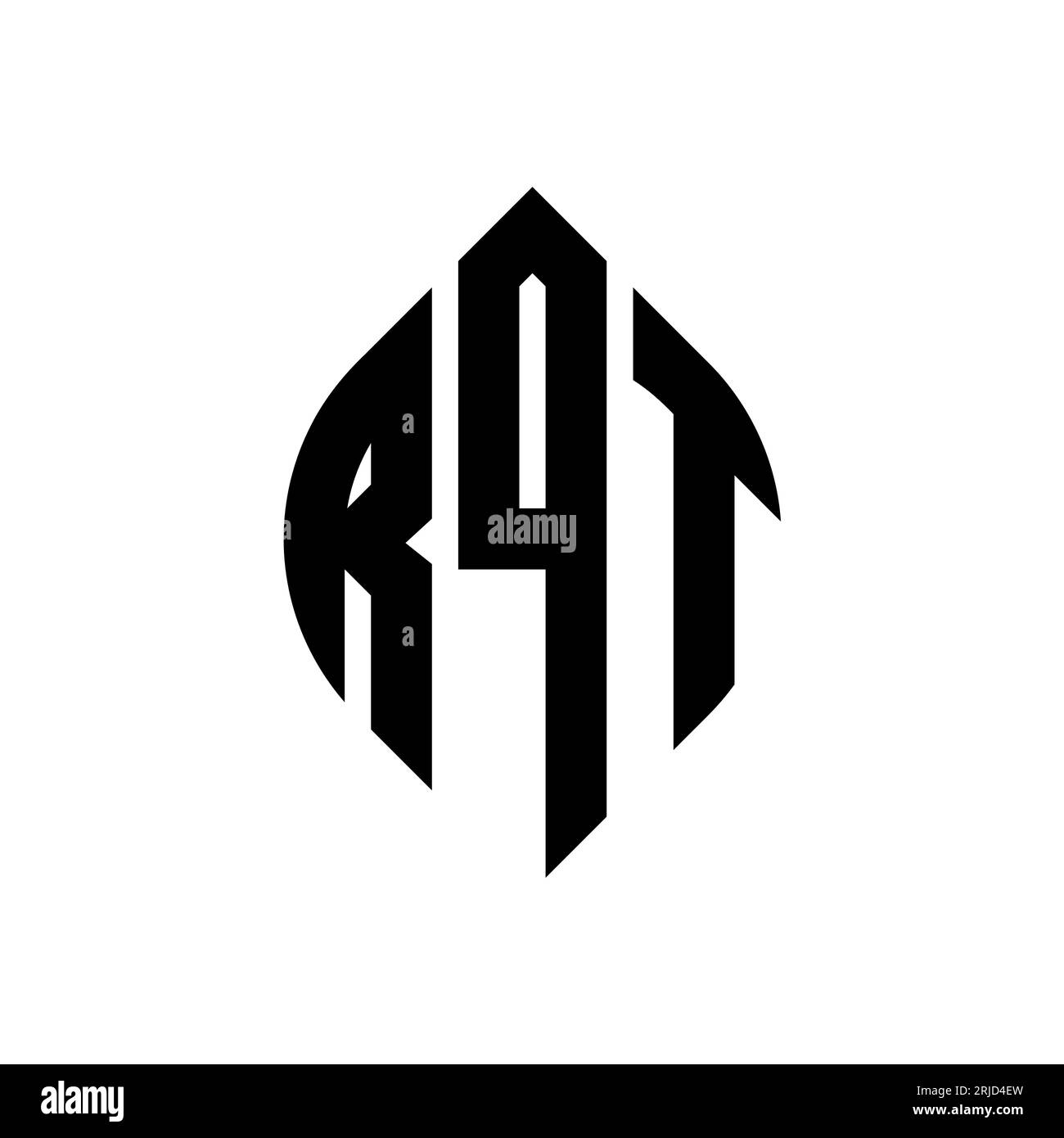 RQT circle letter logo design with circle and ellipse shape. RQT ...
