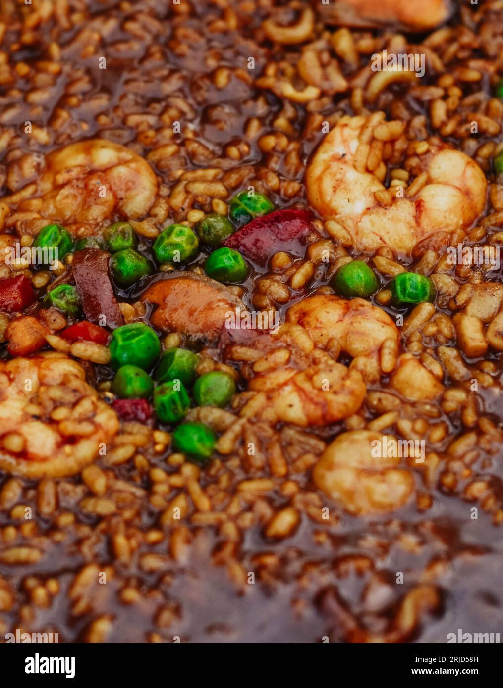 A typical Valencian seafood paella with rice Stock Photo - Alamy