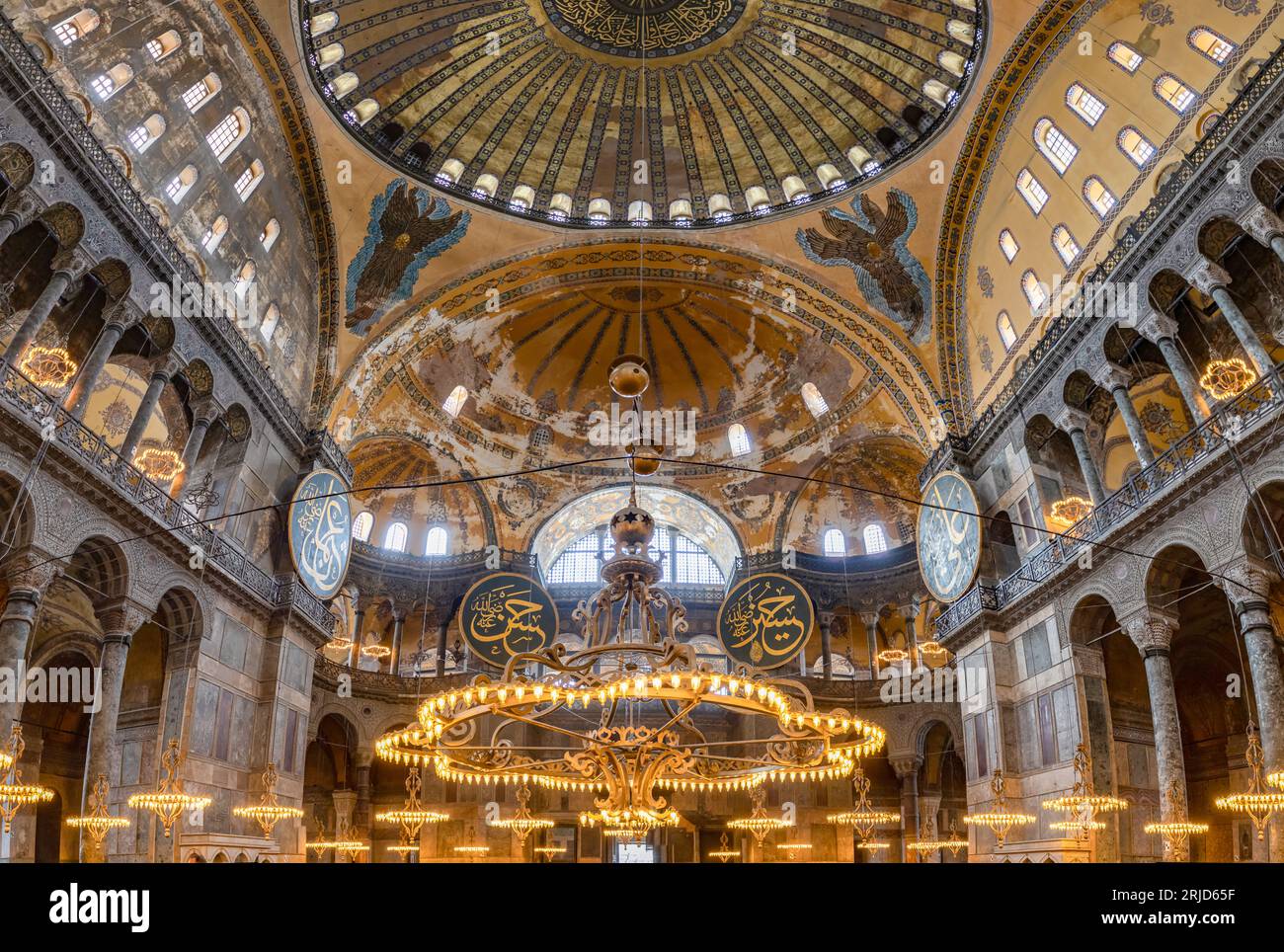 A picture of the colorful and gorgeous interior of the Hagia Sophia, in ...