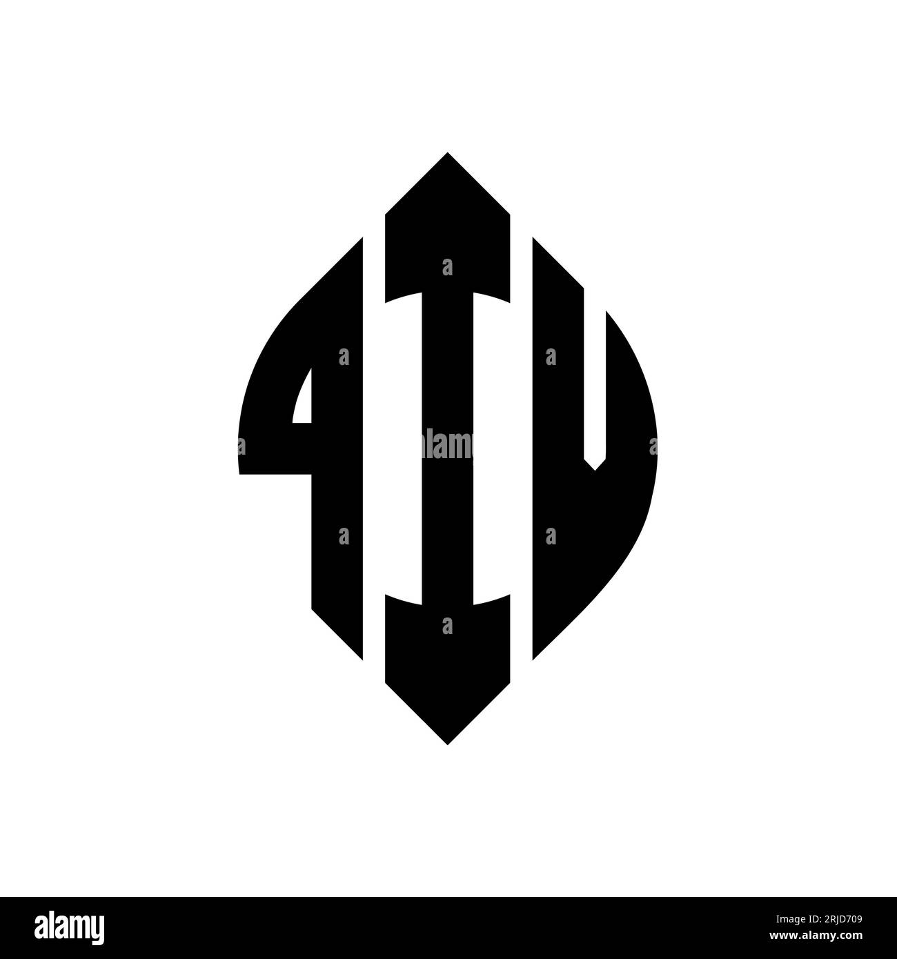 QIV circle letter logo design with circle and ellipse shape. QIV ...
