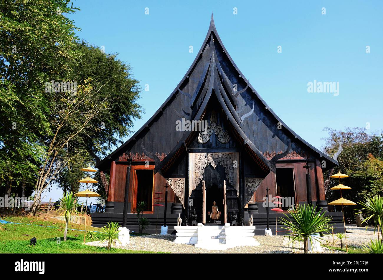 Ancient wood building Baandam Museum of Thawan Duchanee or antique ...