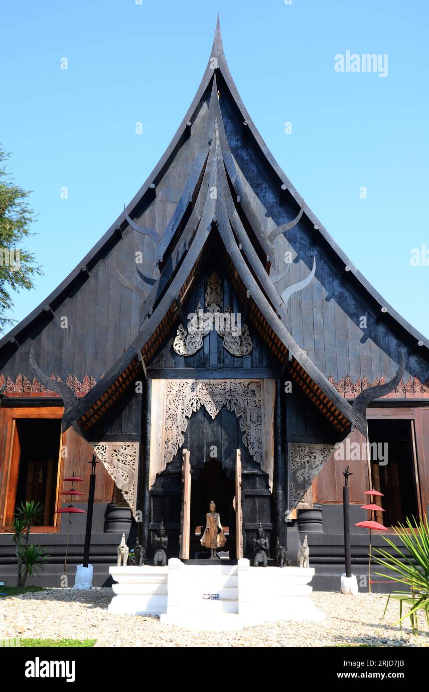 Ancient wood building Baandam Museum of Thawan Duchanee or antique ...