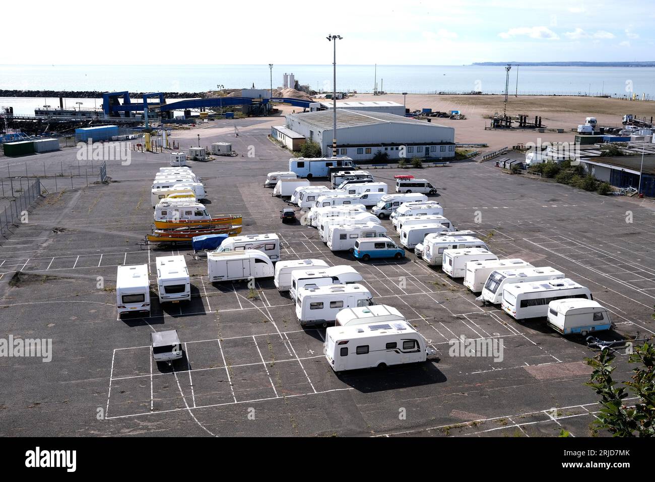 motor caravans in the harbour dock,ramsgate town,thanet,east kent,uk ...
