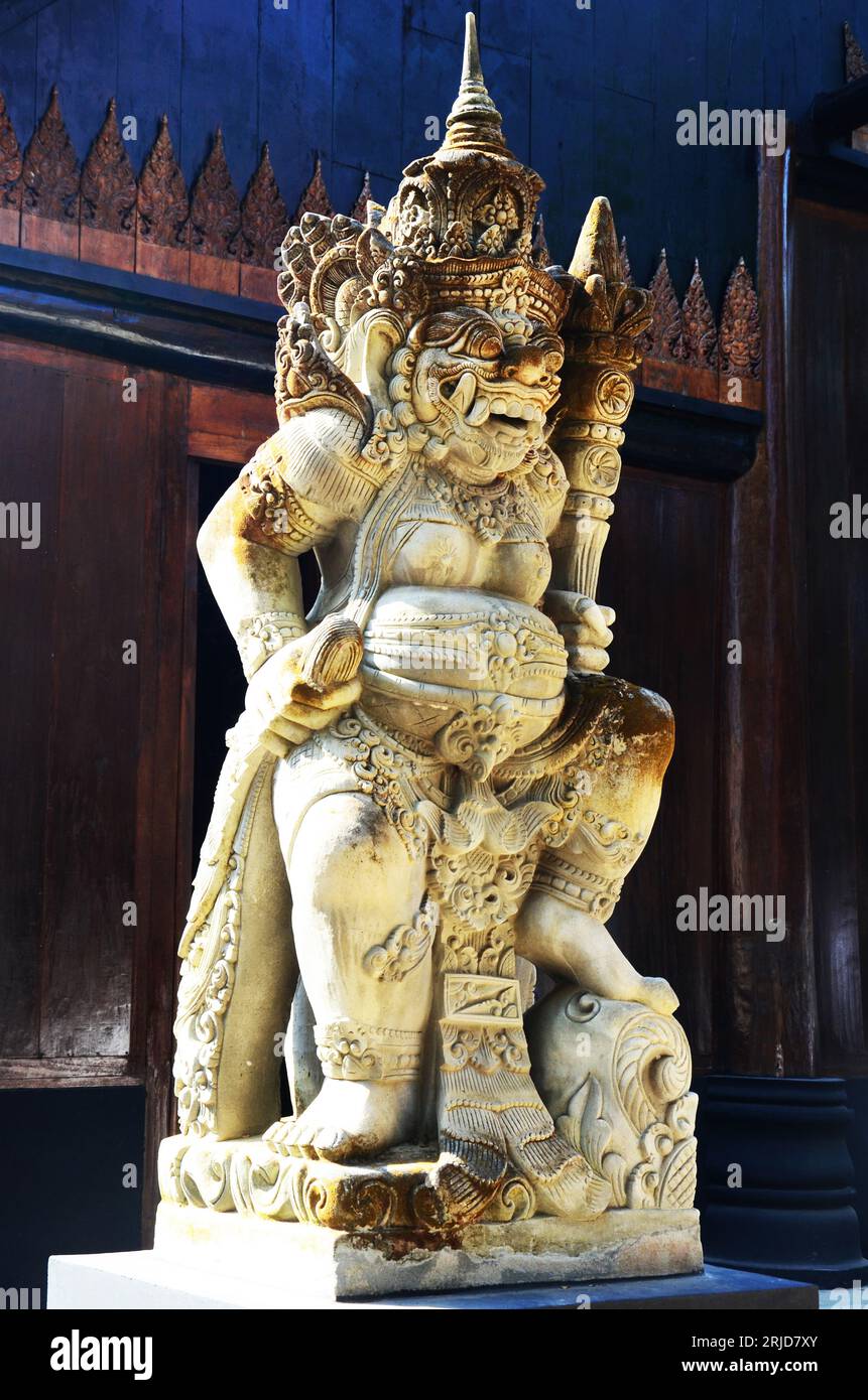 Art sculpture and carved antique guardian hindu statue balinese style ...