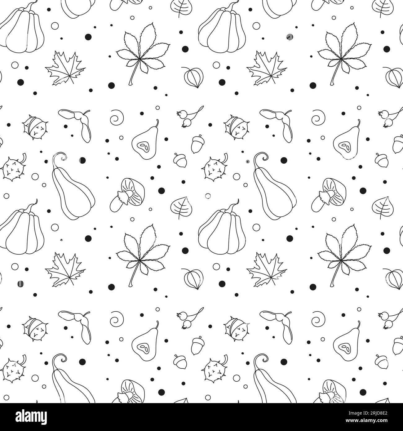 Autumn seamless pattern in simple doodle style. Simple Vector ...