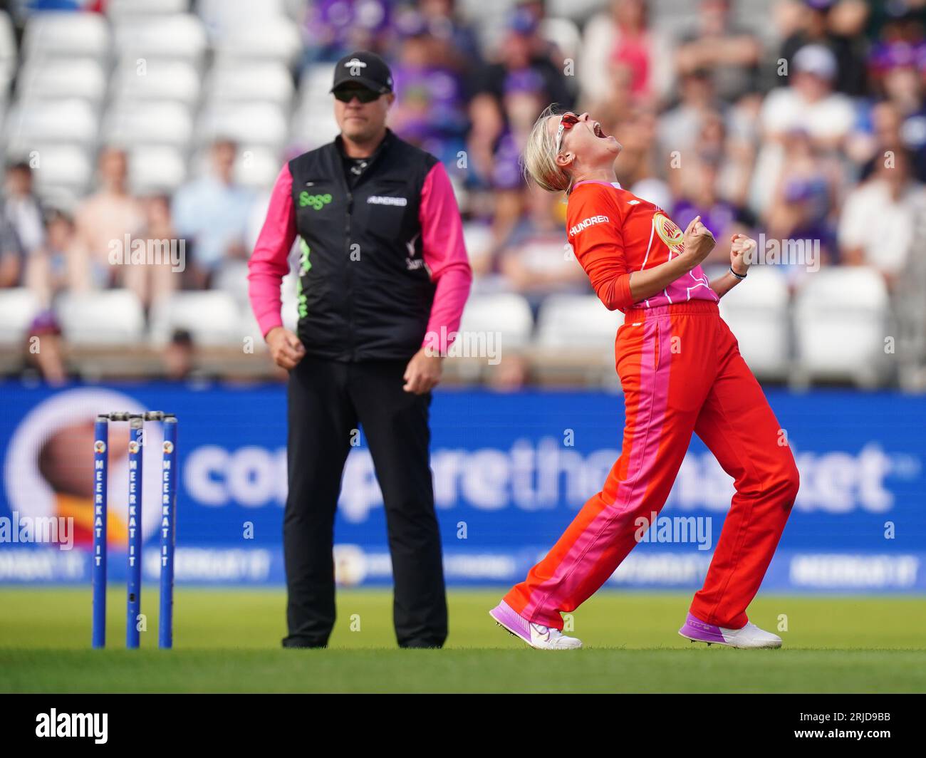 Welsh Fire's Alex Hartley celebrates bowling out Northern Superchargers ...