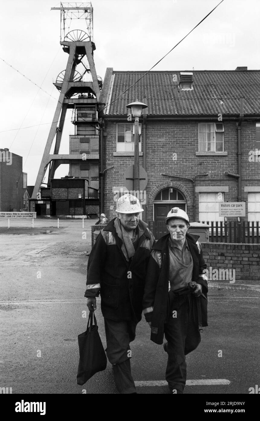 Snowdown Colliery Kent Coalfields. Coal miners coming off a shift, the ...