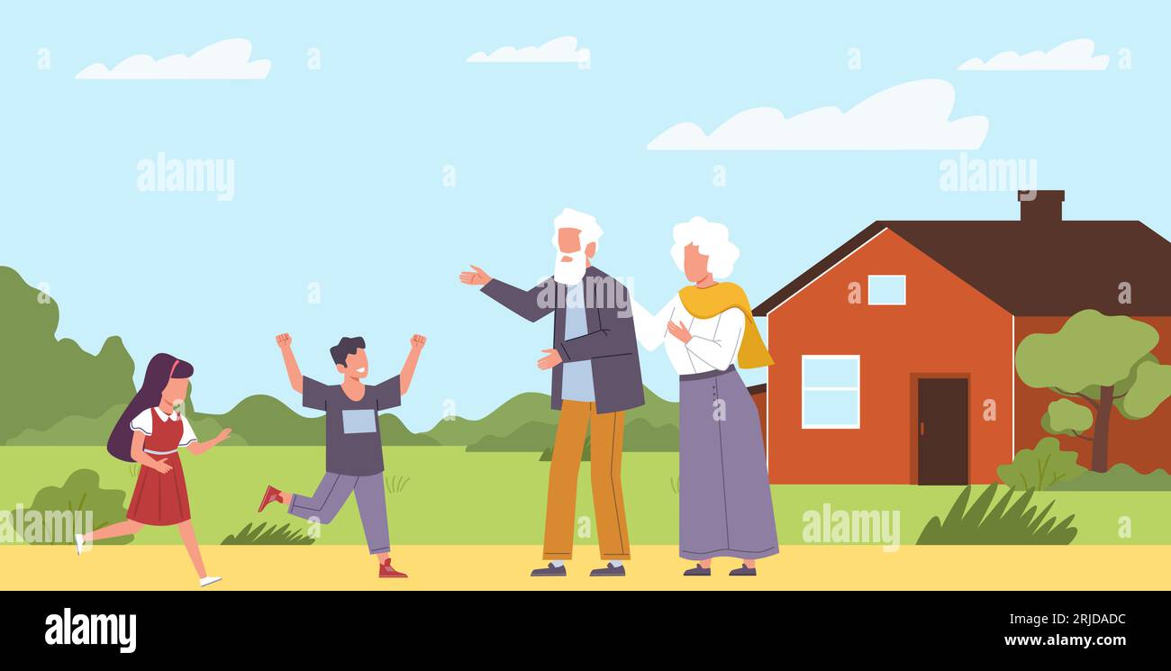 Children have come to visit their grandparents for summer vacation in ...