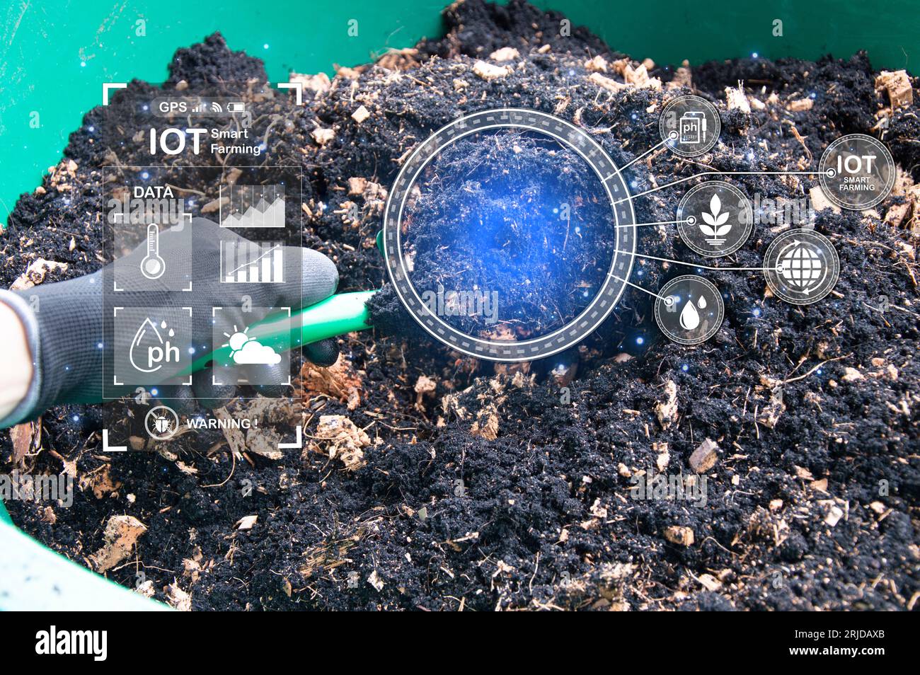 top view of soil in hand to check soil quality to control soil quality ...