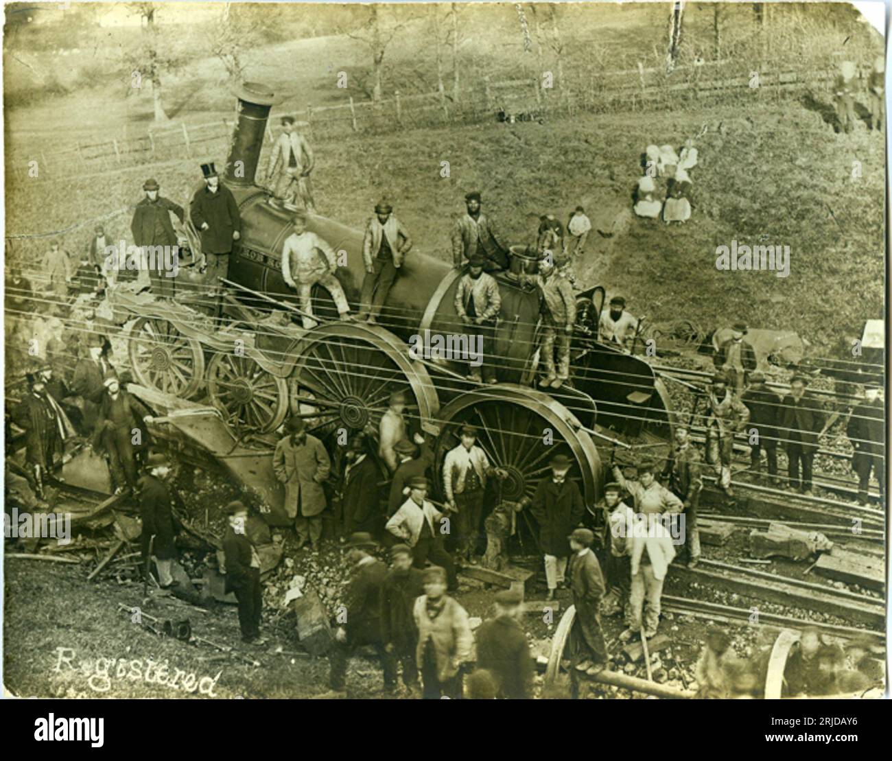 Great Western locomotive "Rob Roy" derailed Stock Photo - Alamy