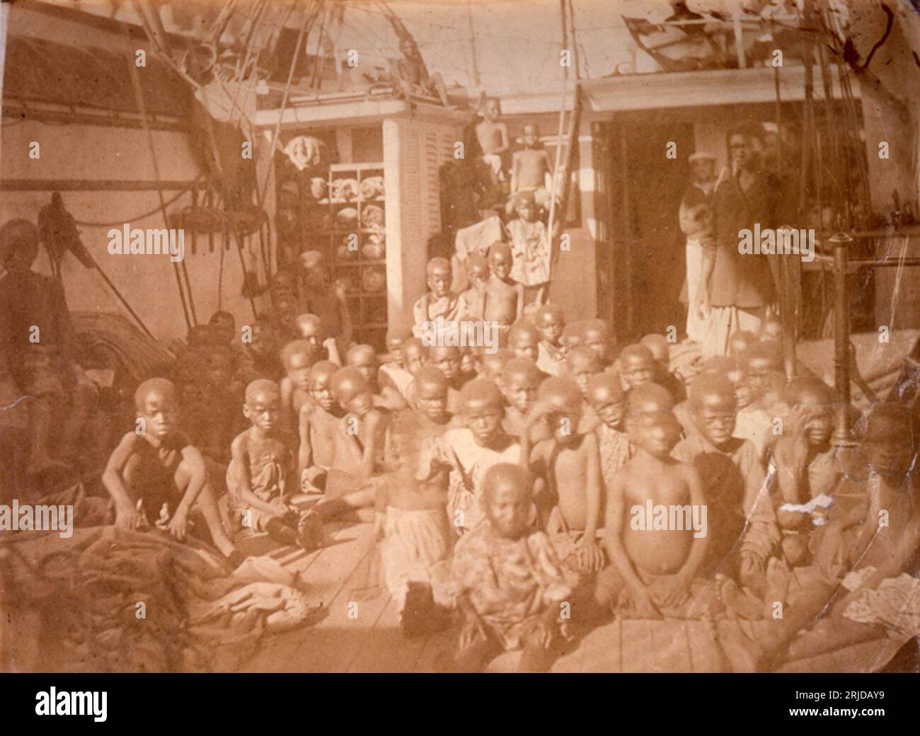 East African enslaved people rescued by the British naval ship, HMS ...