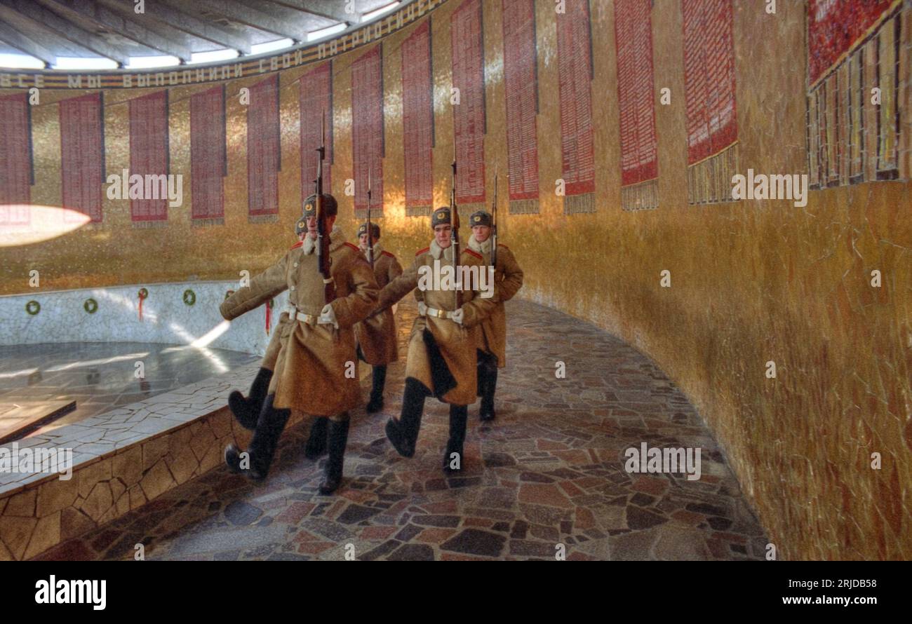 Volgograd, Russia - January 1996: Scanned film image, Russian military ...