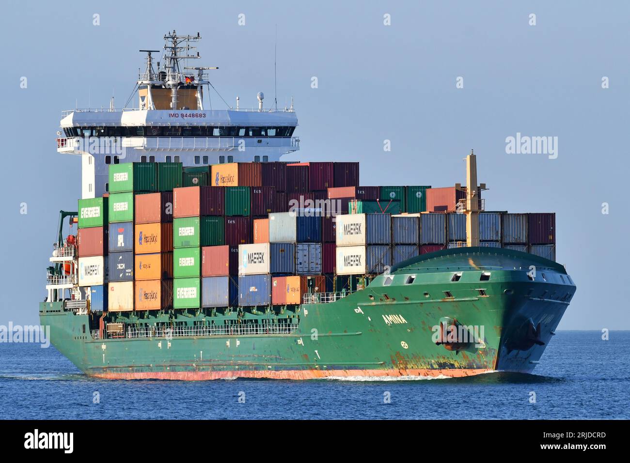Containership AMINA at the Kiel Fjord Stock Photo - Alamy