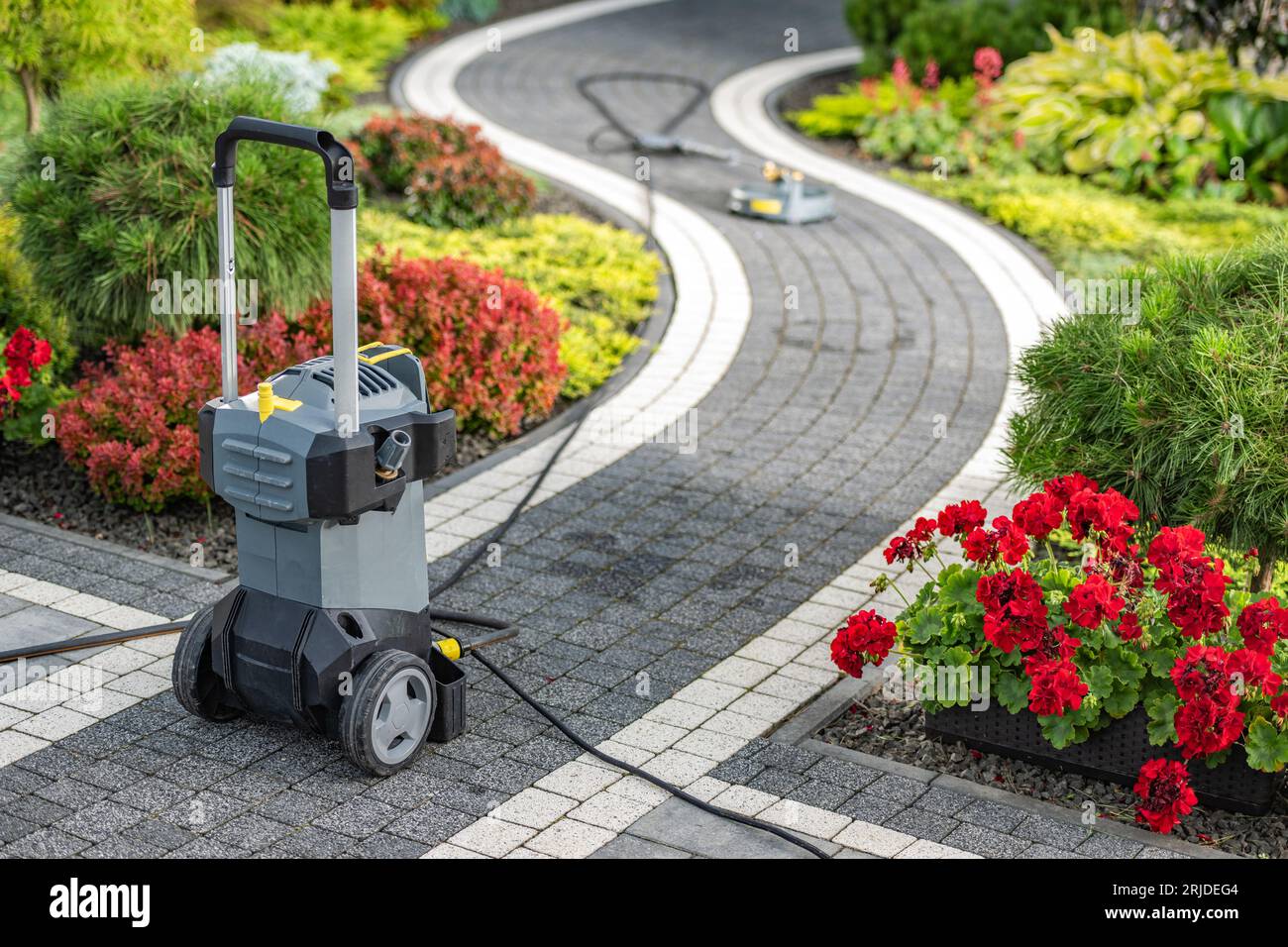 Back Yard Garden Pathways Spring Time Washing Using Modern Powerful ...
