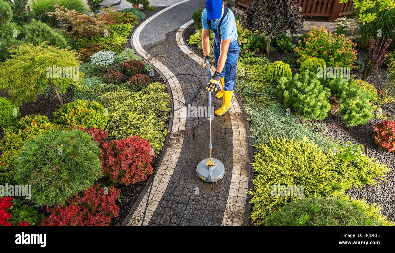 Back Yard Garden Pathways Washing Performed by Professional Garden ...
