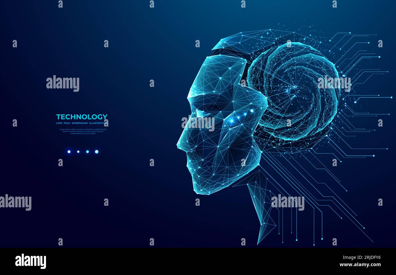 Head of the humanoid robot android in futuristic low poly style Stock ...