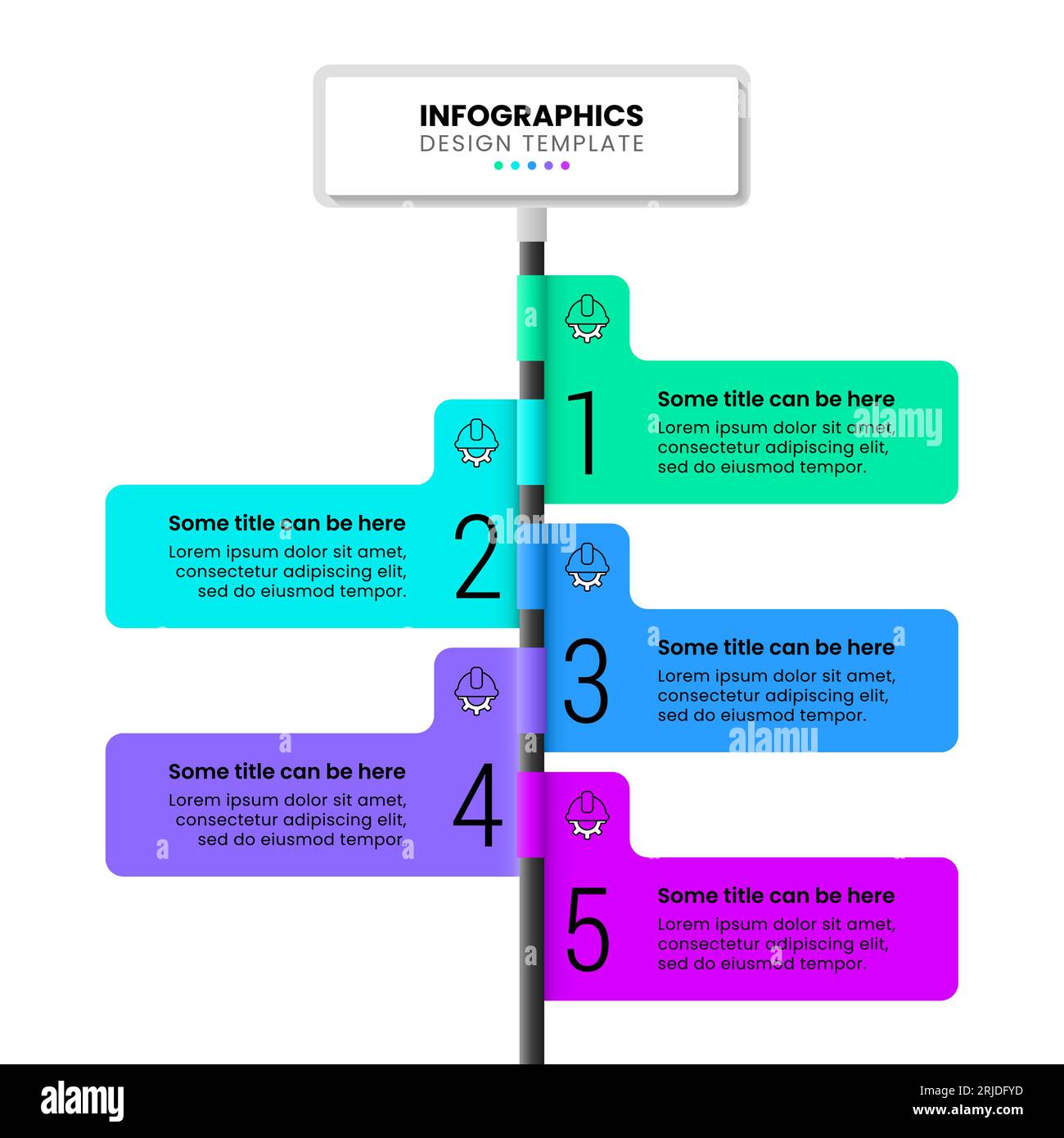 Infographic template with icons and 5 options or steps. Signpost. Can ...
