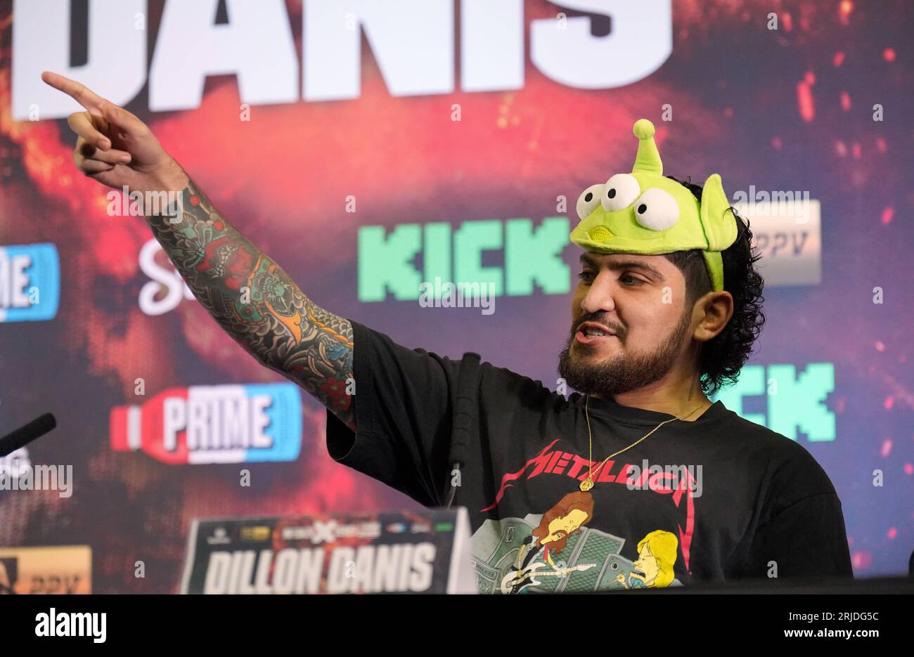Dillon Danis during a press conference at the OVO Arena Wembley, London ...