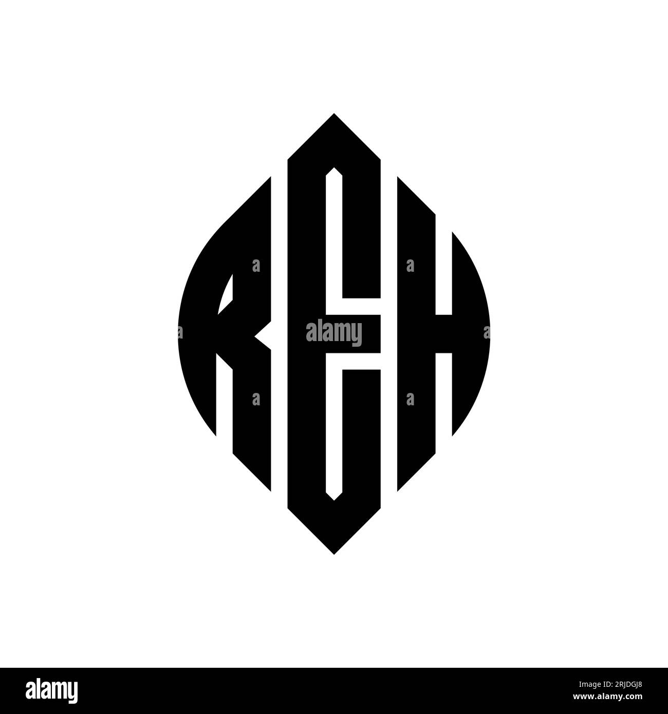 REH circle letter logo design with circle and ellipse shape. REH ...