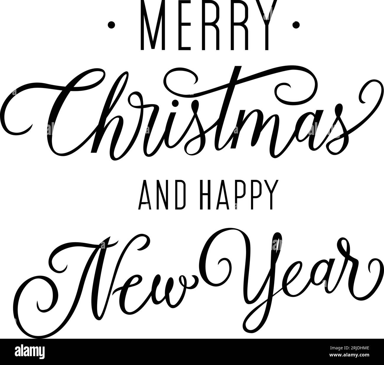 Inscription merry christmas happy Black and White Stock Photos & Images ...