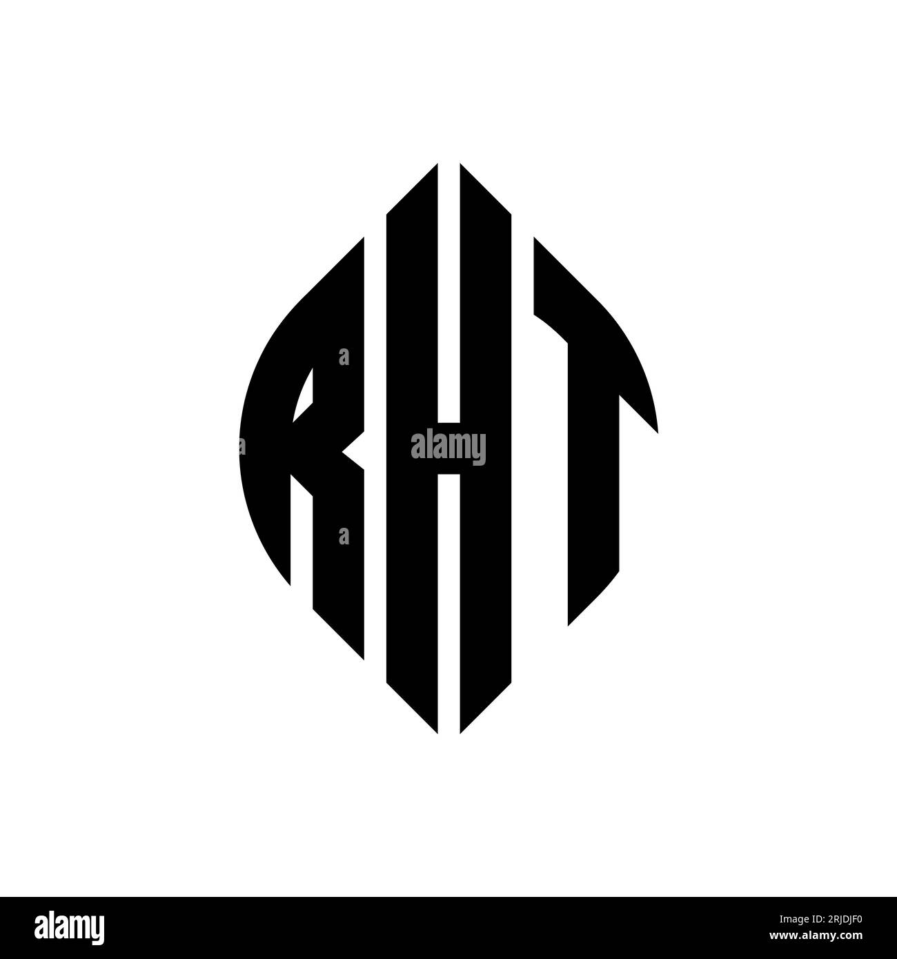RHT circle letter logo design with circle and ellipse shape. RHT ...