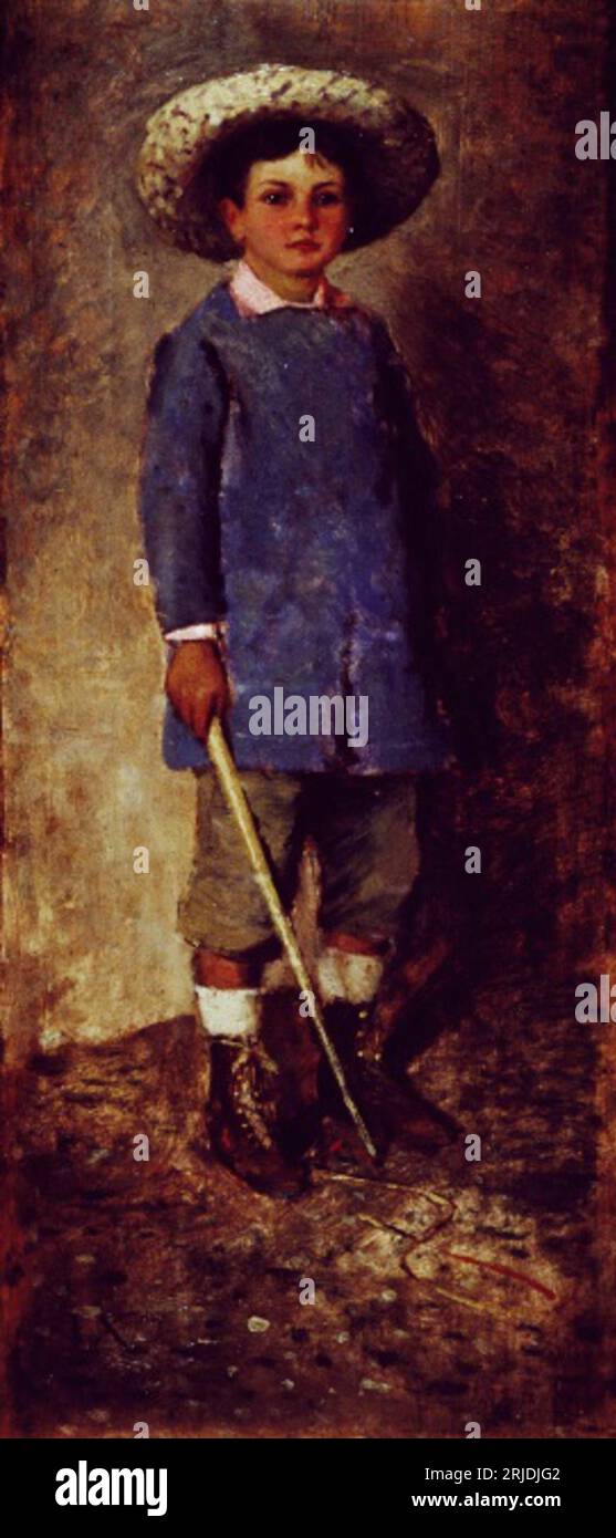 Boy with hat and whip 1881 by Luigi Nono Stock Photo - Alamy