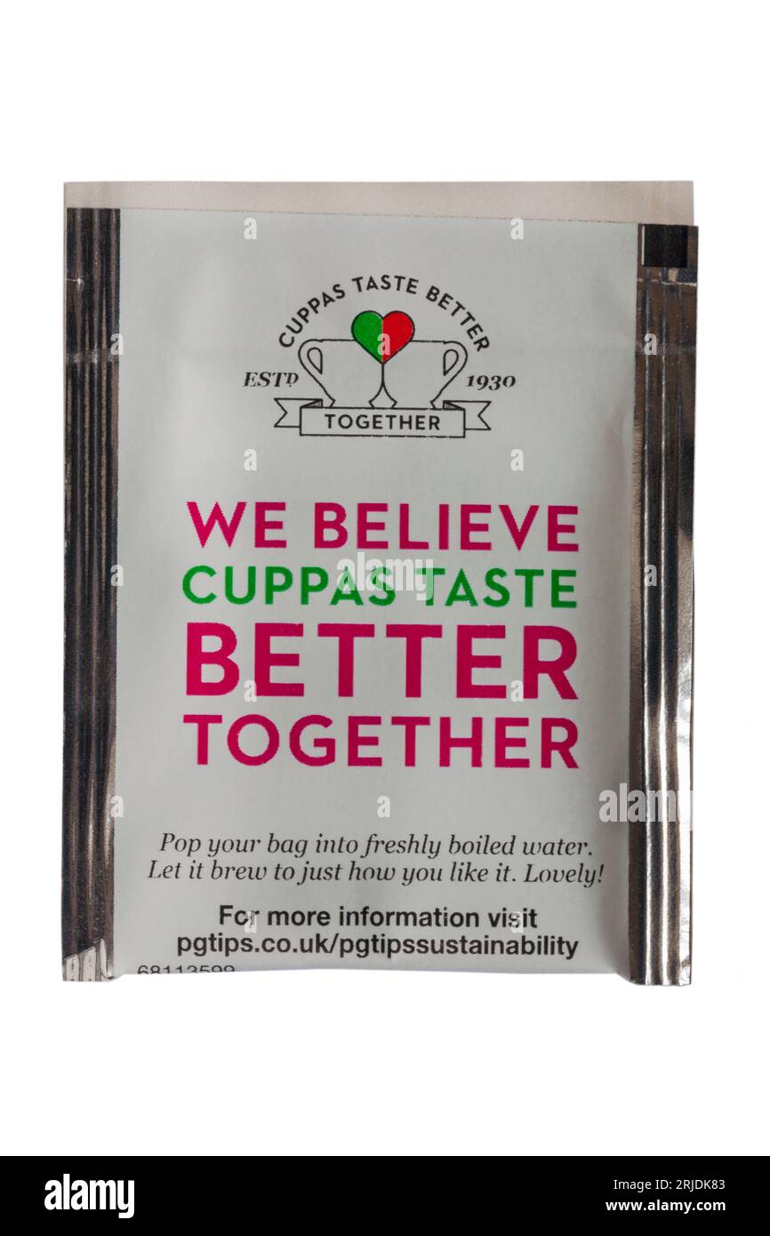 We believe cuppas taste better together, detail on back of PG Tips ...