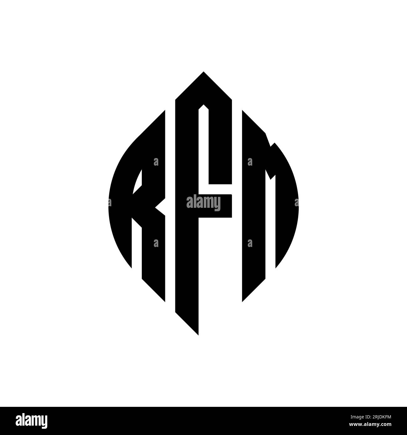 RFM circle letter logo design with circle and ellipse shape. RFM ...