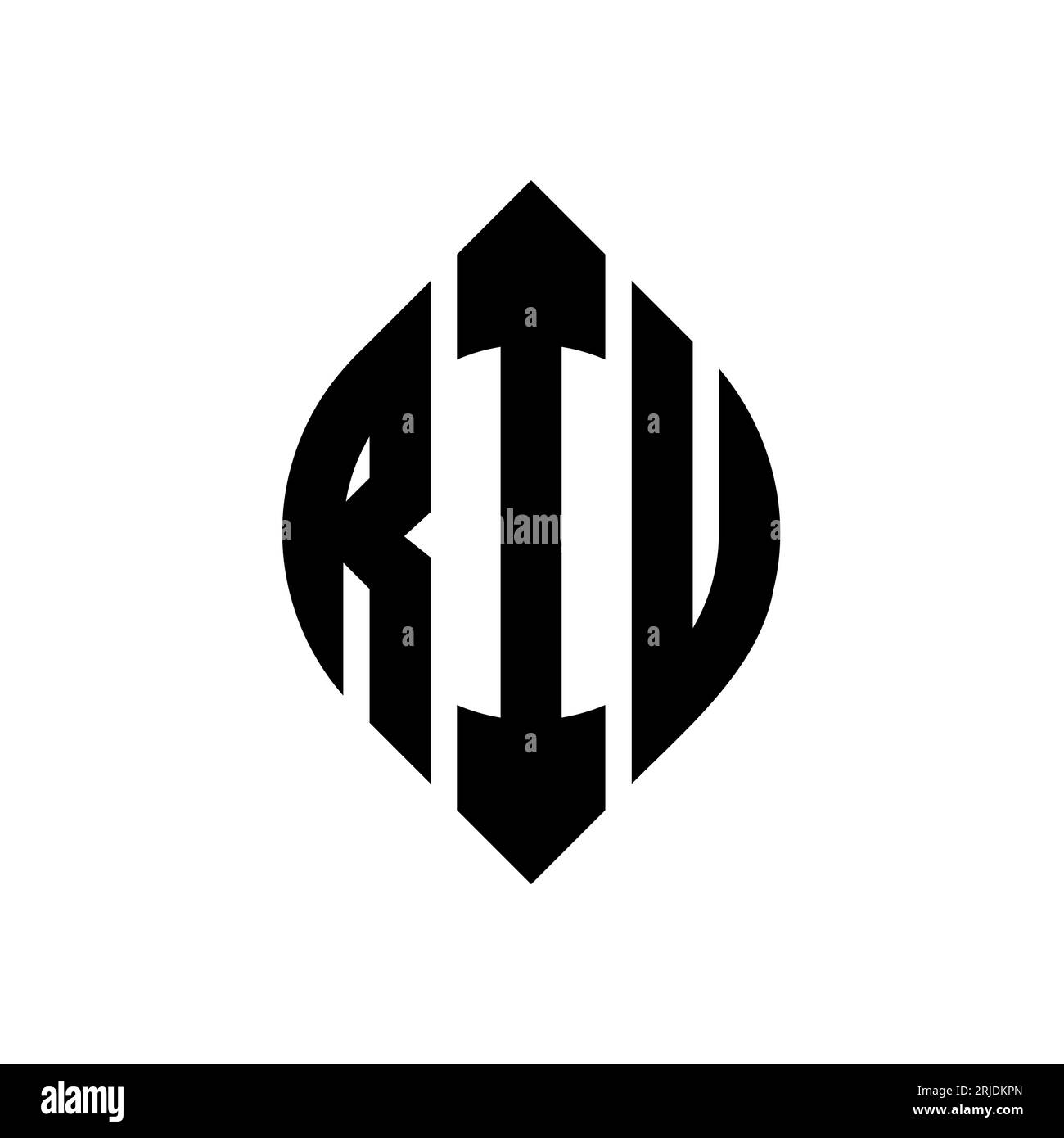 RIU circle letter logo design with circle and ellipse shape. RIU ...