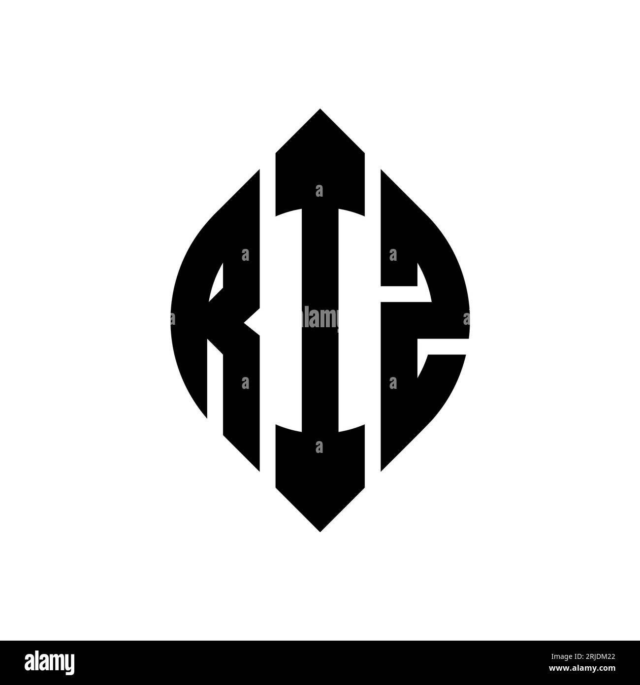 RIZ circle letter logo design with circle and ellipse shape. RIZ ...