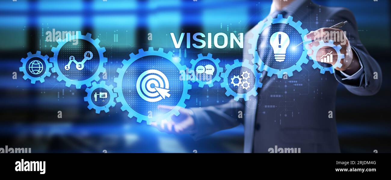 Vision mission business development strategy concept on virtual screen ...