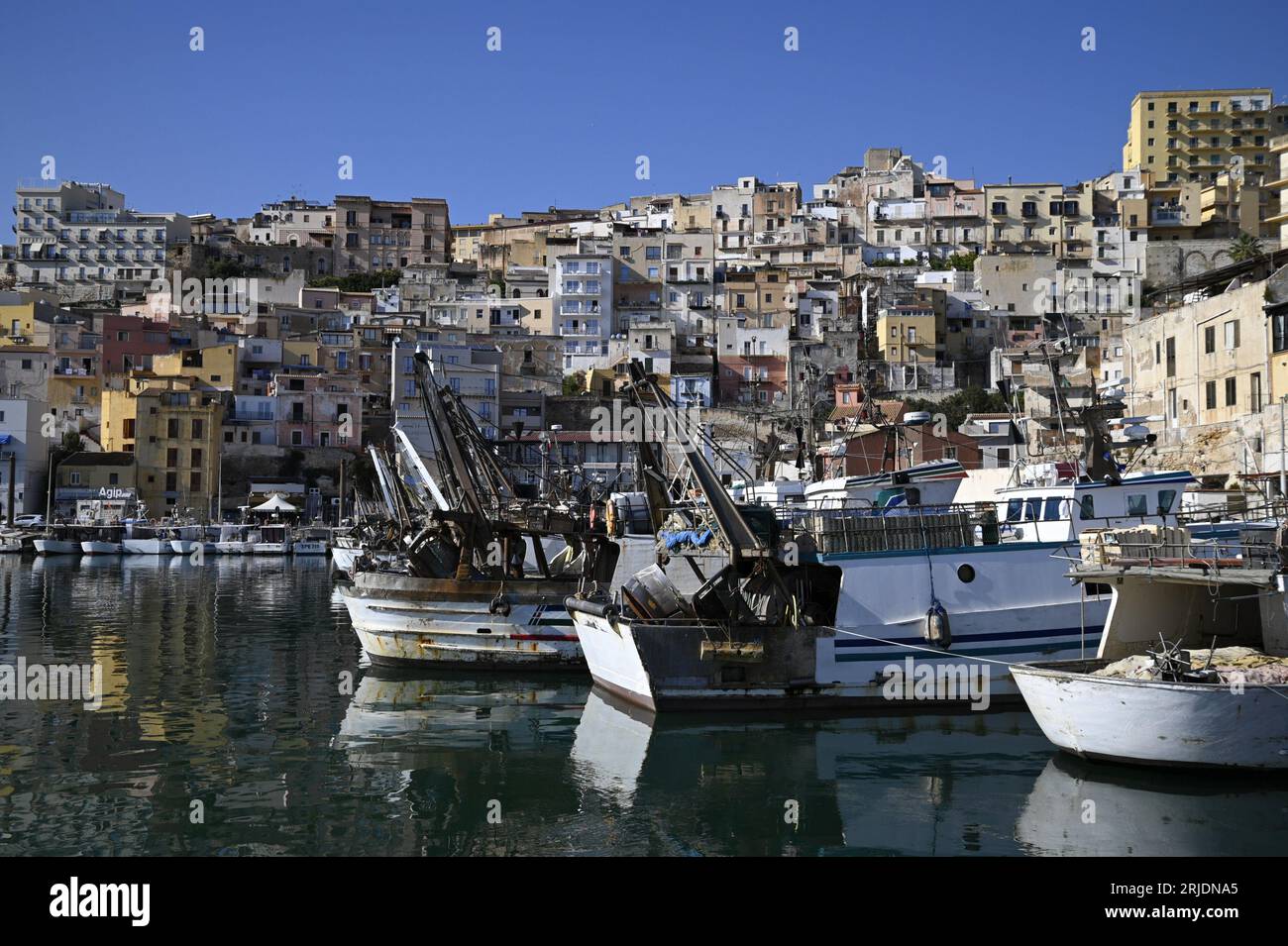 Landscape with panoramic view of the picturesque fishing port and town ...