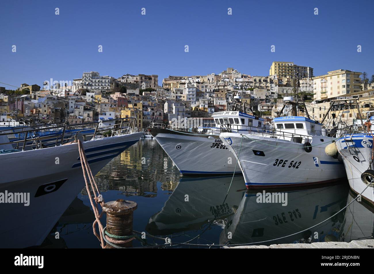 Landscape with panoramic view of the picturesque fishing port and town ...
