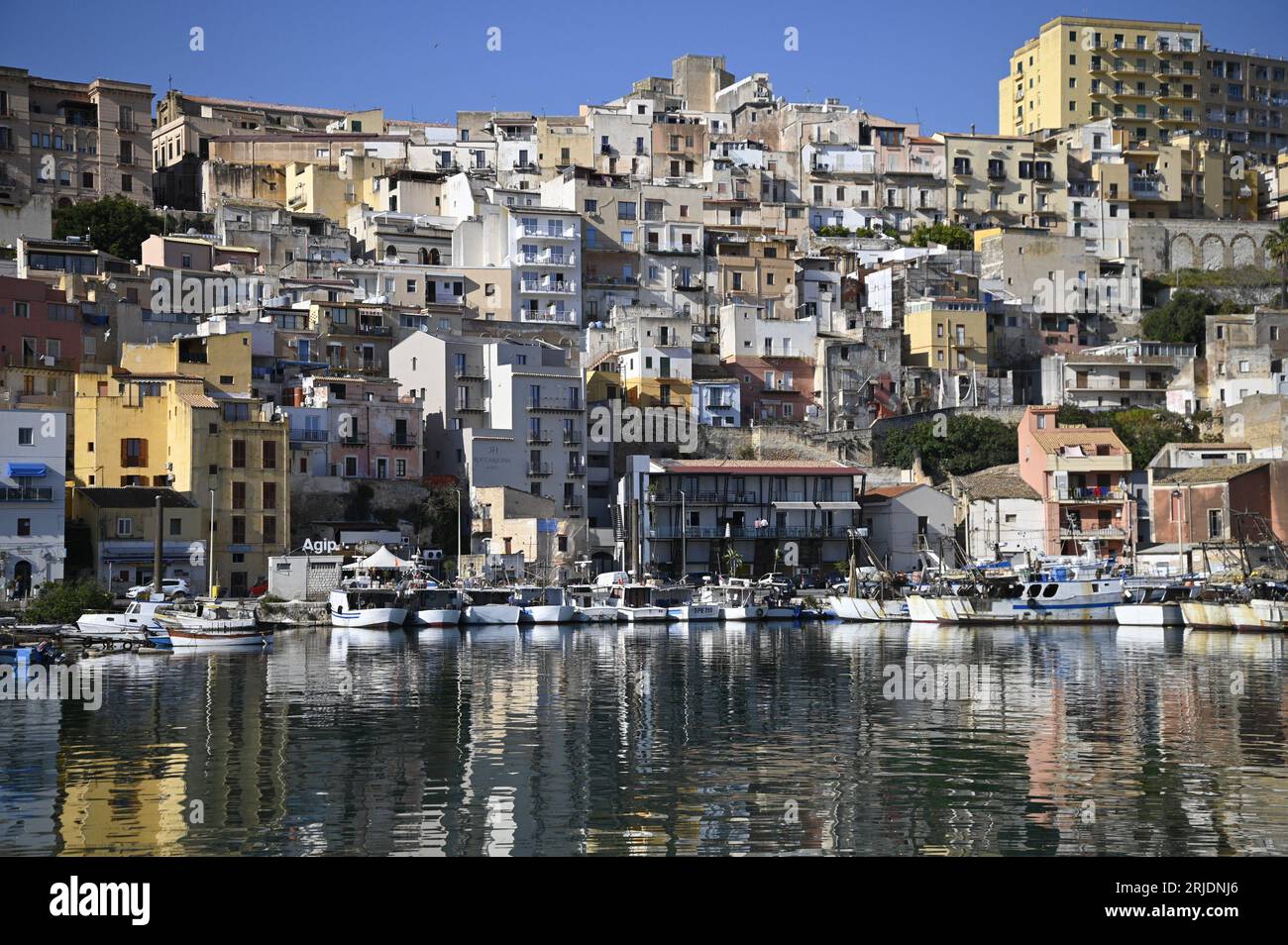 Landscape with panoramic view of the picturesque fishing port and town ...