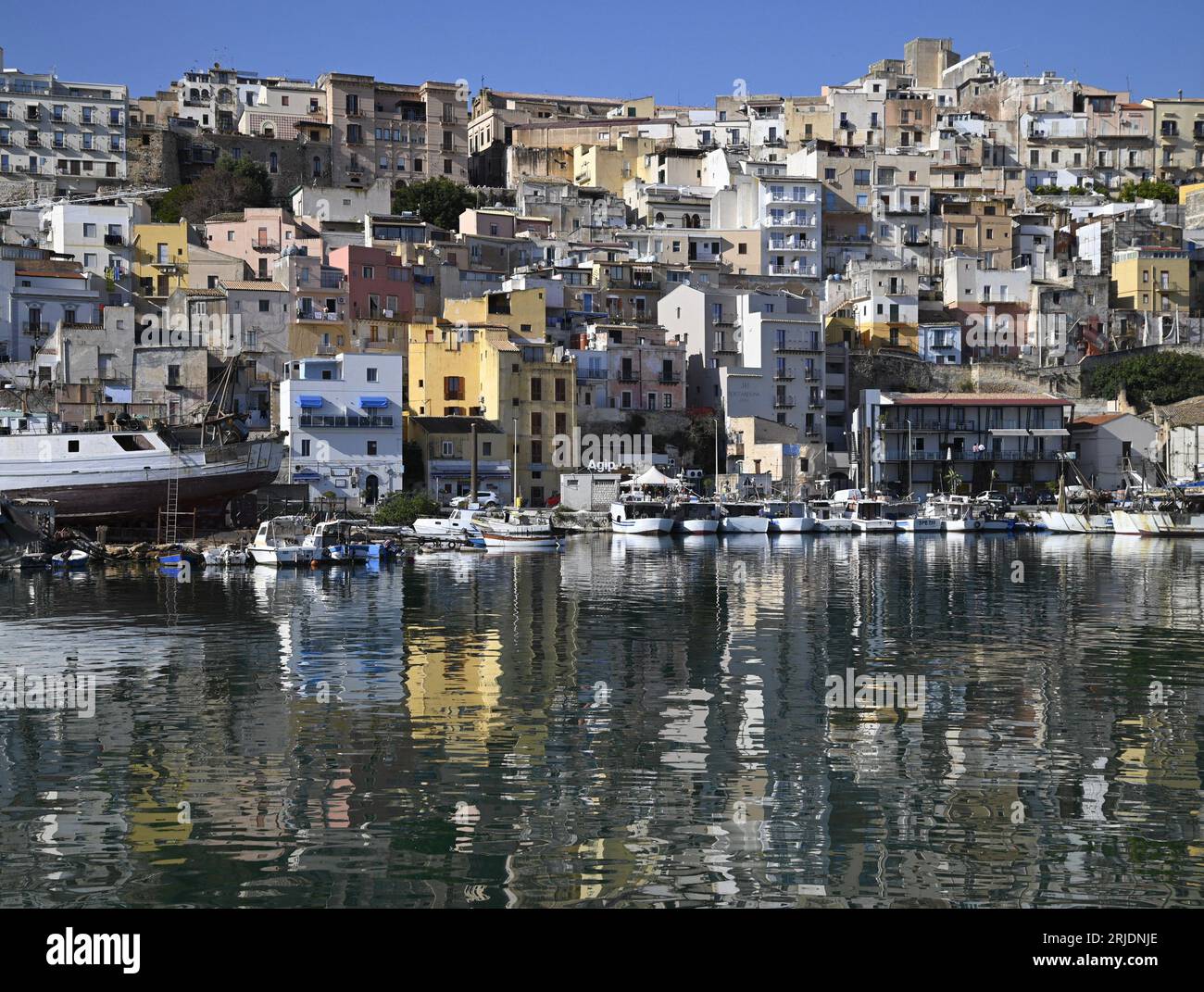 Landscape with panoramic view of the picturesque fishing port and town ...