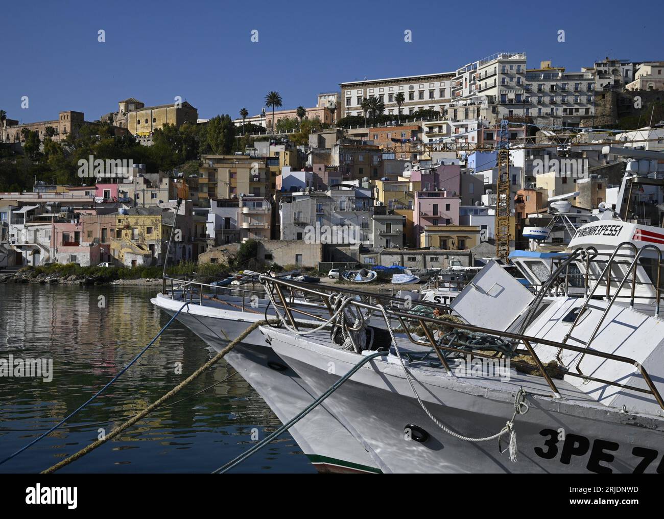 Landscape with panoramic view of the picturesque fishing port and town ...