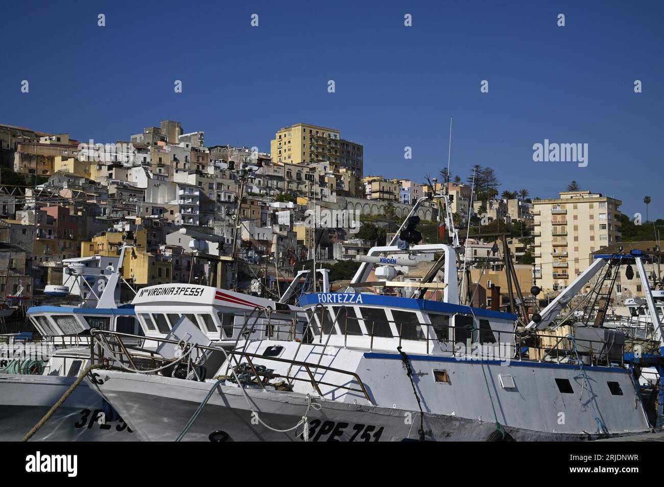 Landscape with panoramic view of the picturesque fishing port and town ...