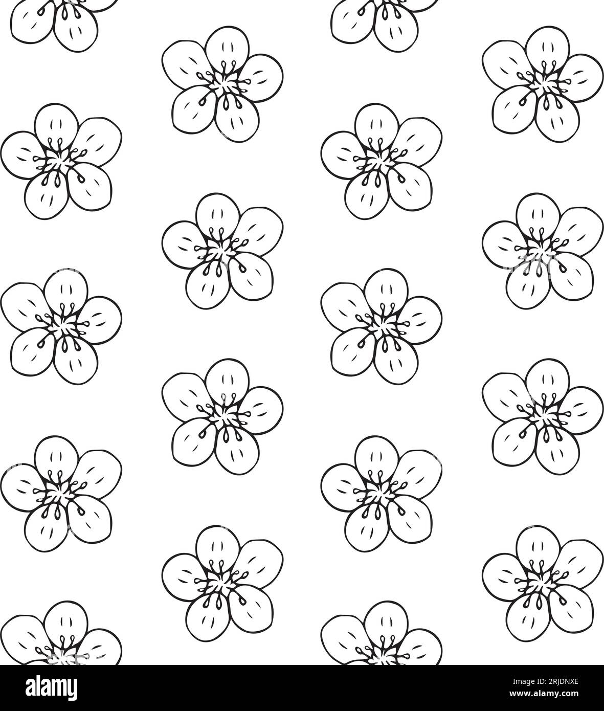 Vector seamless pattern of hand drawn doodle sketch sakura flower ...