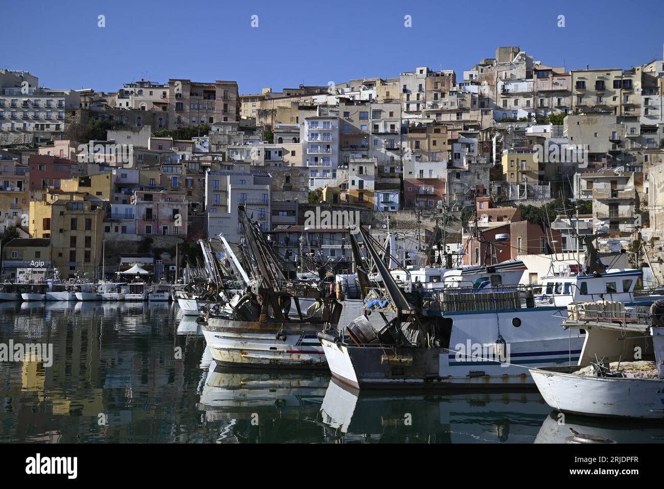 Landscape with panoramic view of the picturesque fishing port and town ...