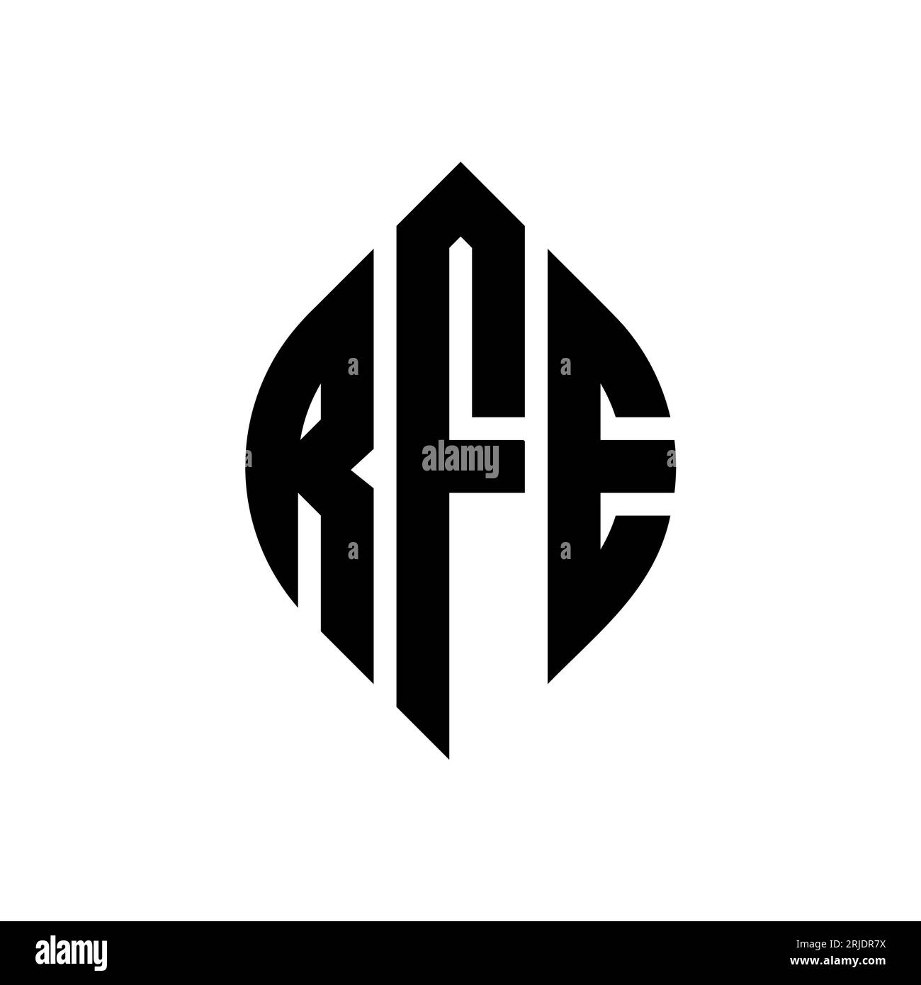 RFE circle letter logo design with circle and ellipse shape. RFE ...