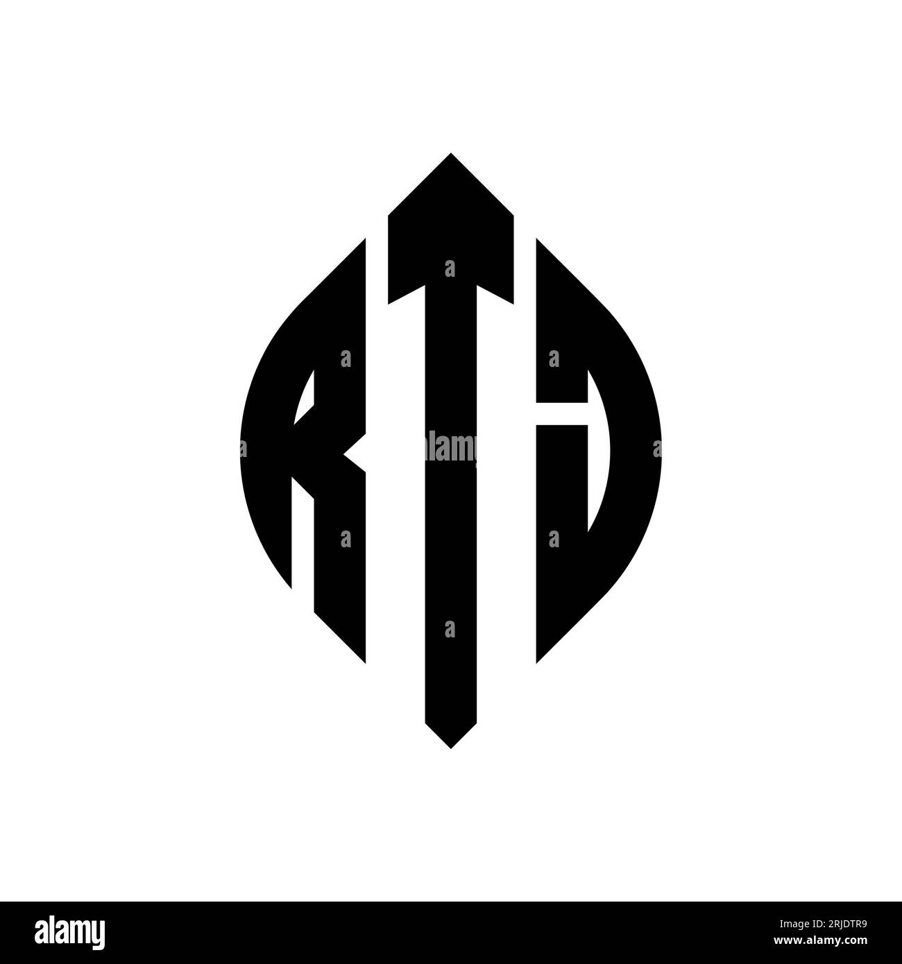 RTJ circle letter logo design with circle and ellipse shape. RTJ ...