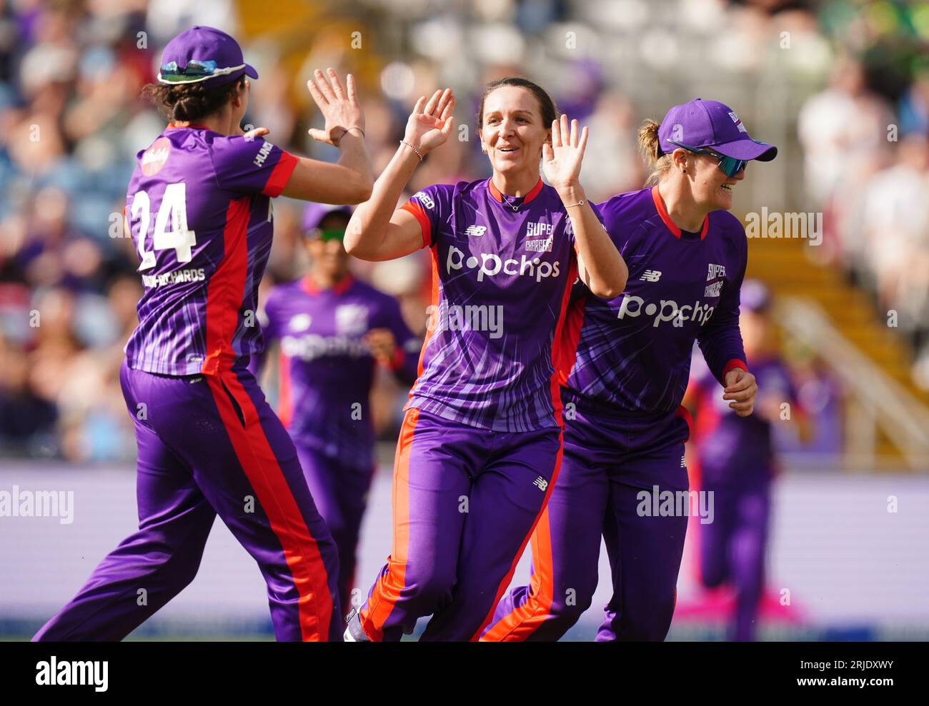 Northern Superchargers' Kate Cross celebrates taking the wicket of ...