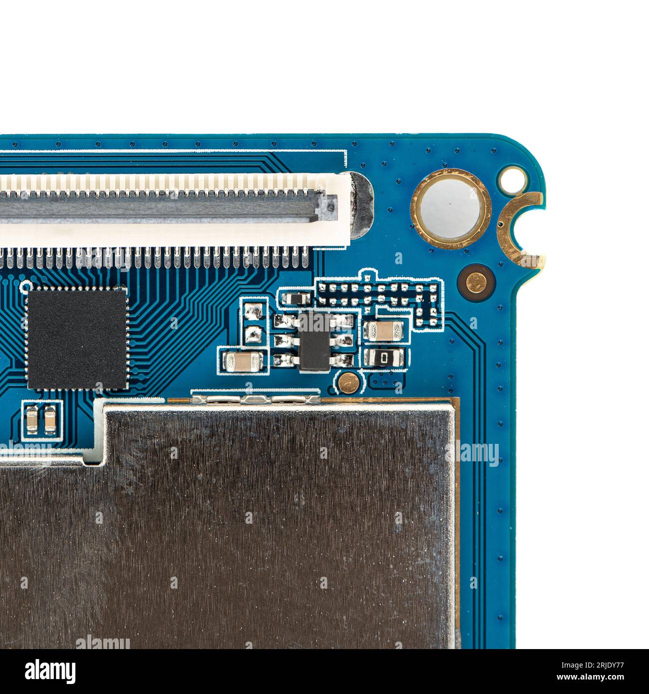 Electronic Components Of A Microcircuit And Other Details On A Blue