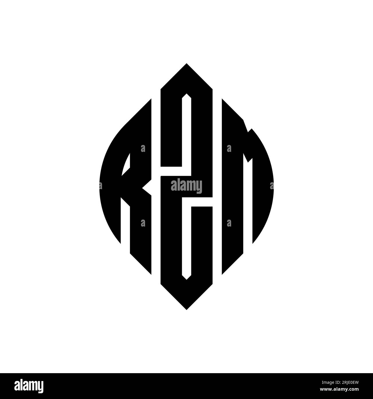 RZM circle letter logo design with circle and ellipse shape. RZM ...