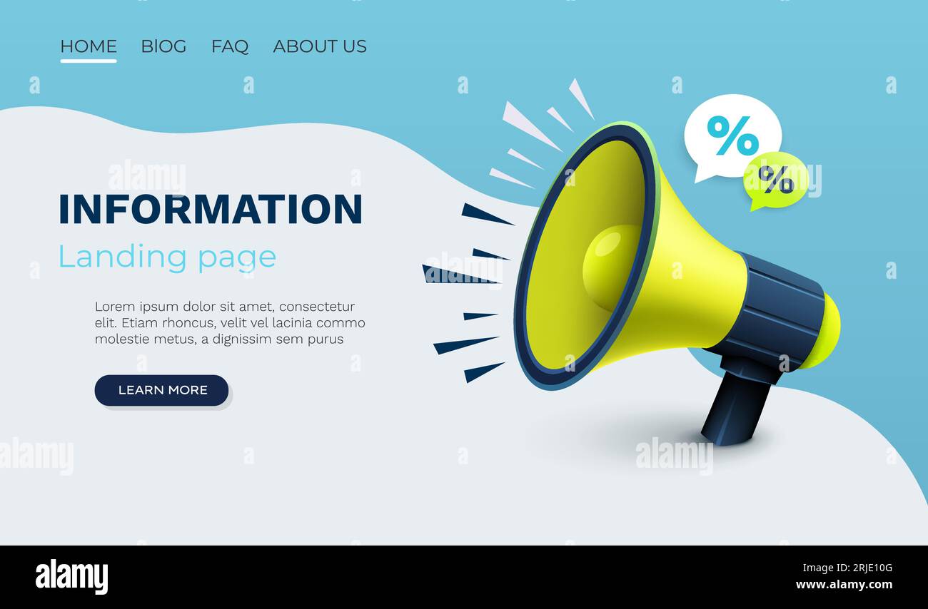 Megaphone landing page banner information, business communication ...