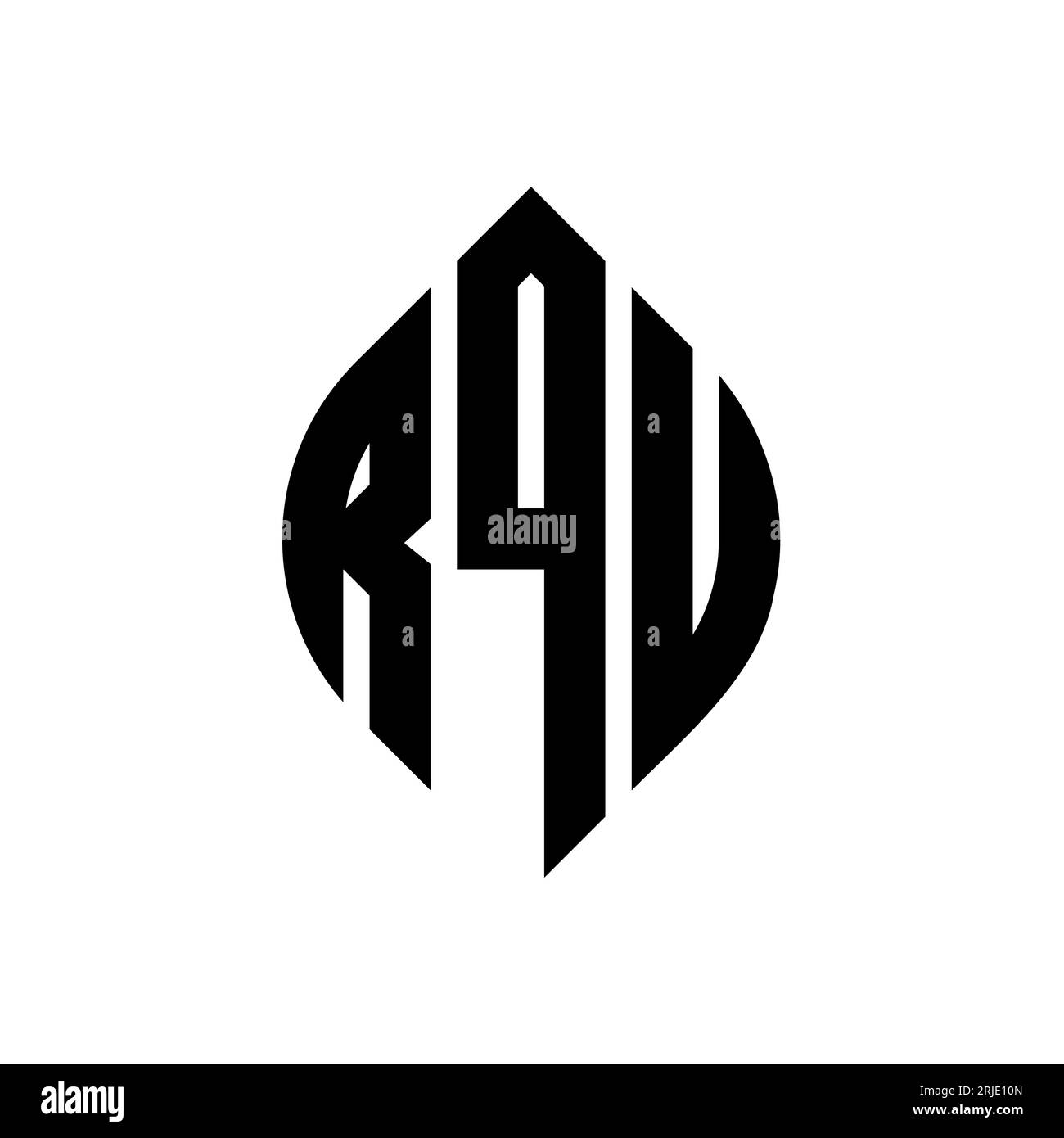 RQU circle letter logo design with circle and ellipse shape. RQU ...