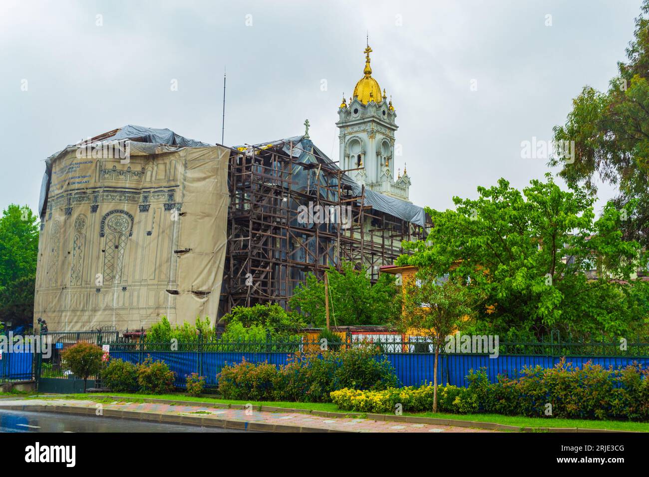 Orthodox St Stephen church under renovation in Istanbul. Iron Church ...