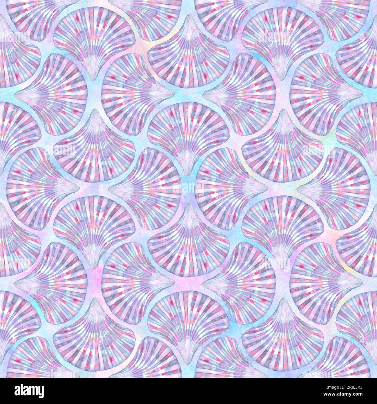 Art deco style abstract watercolor sea shells geometric forms seamless ...