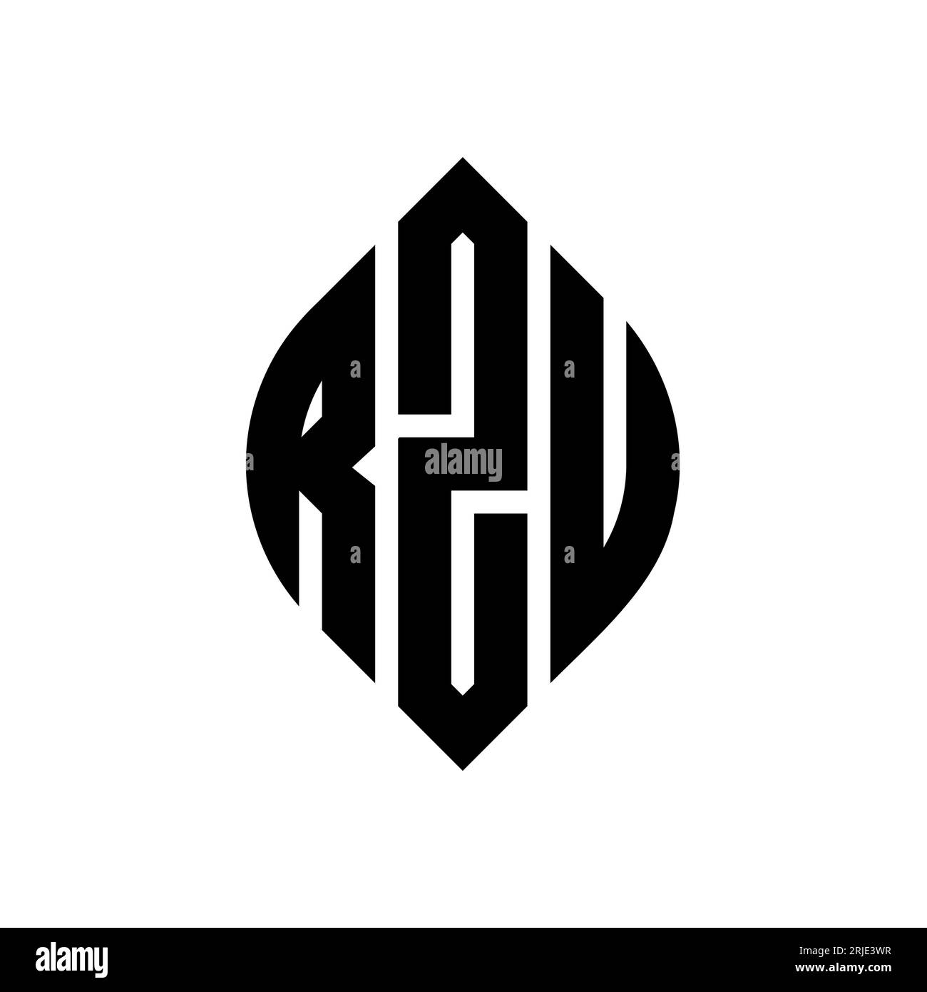 RZU circle letter logo design with circle and ellipse shape. RZU ...